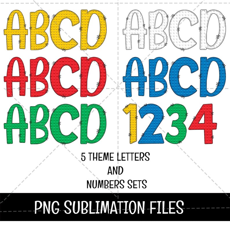 Blocks Doodle Alphabet Bundle, Blocks PNG Letters, Numbers,brick ...