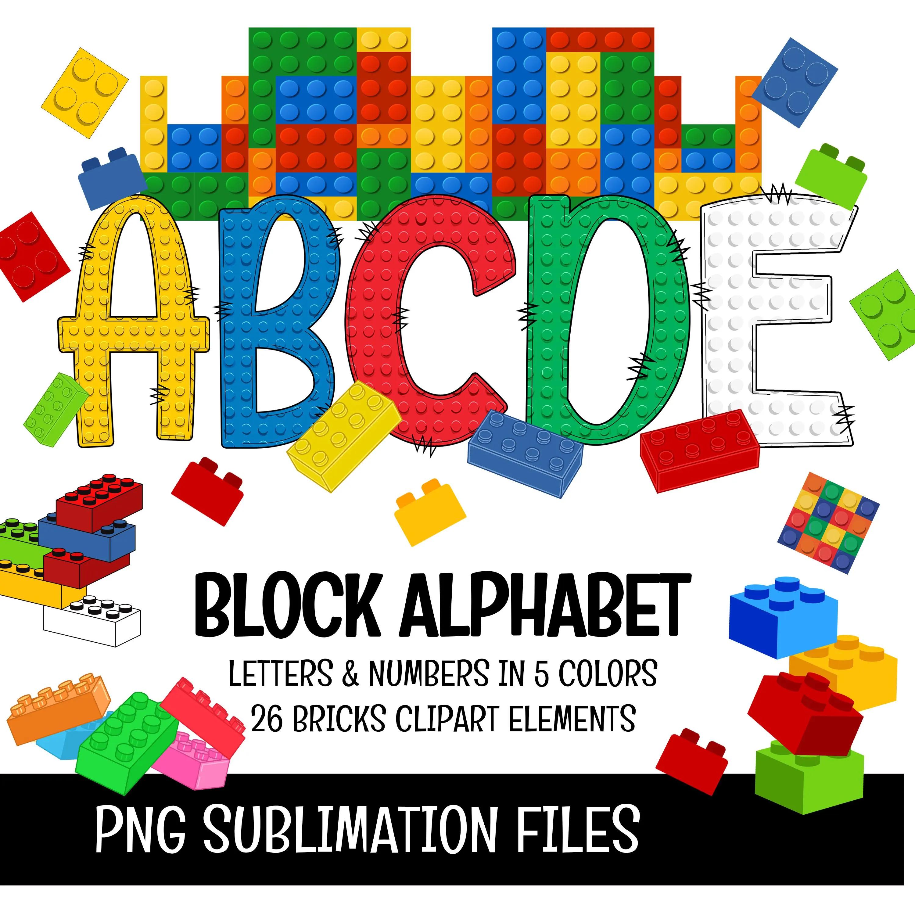 Blocks Doodle Alphabet Bundle, Blocks PNG Letters, Numbers,brick ...