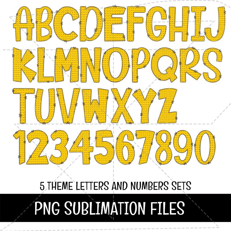 Blocks Doodle Alphabet Bundle, Blocks PNG Letters, Numbers,brick ...