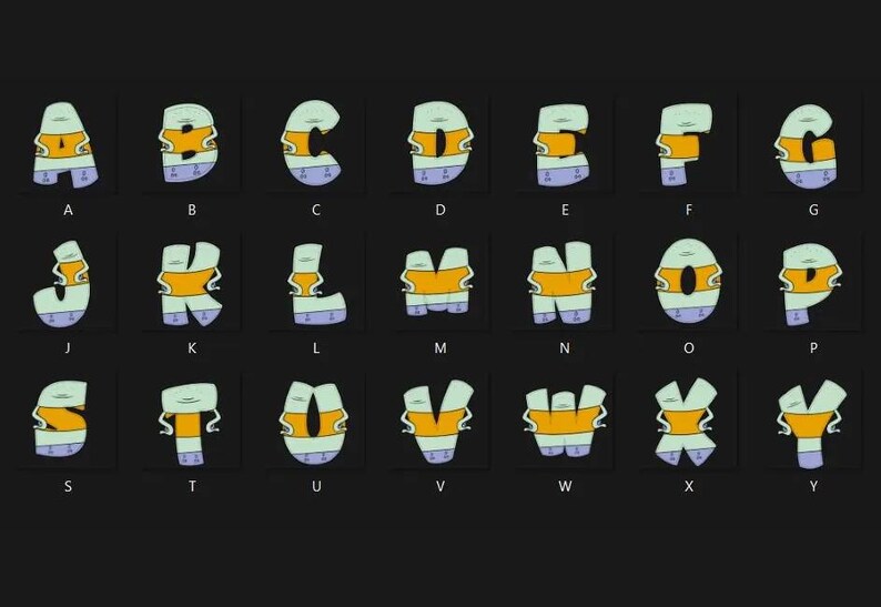 Square Shorts Alphabet PNG Font Bundle, Square Shorts Character Letters ...