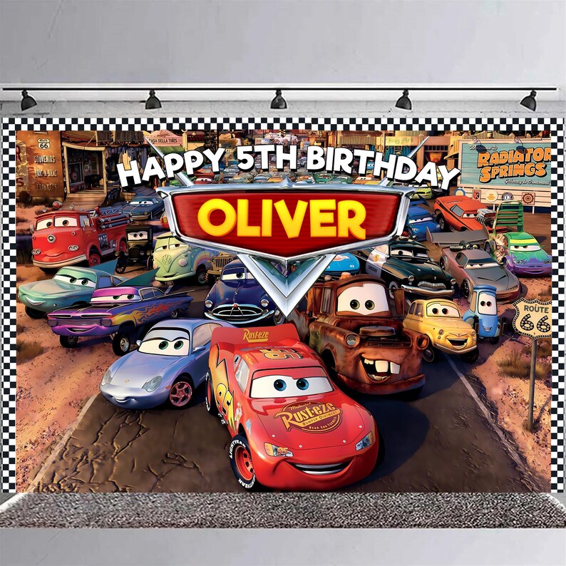 Cars Birthday Backdrop, Cars Mcqueen Birthday Banner, Cars Birthday ...
