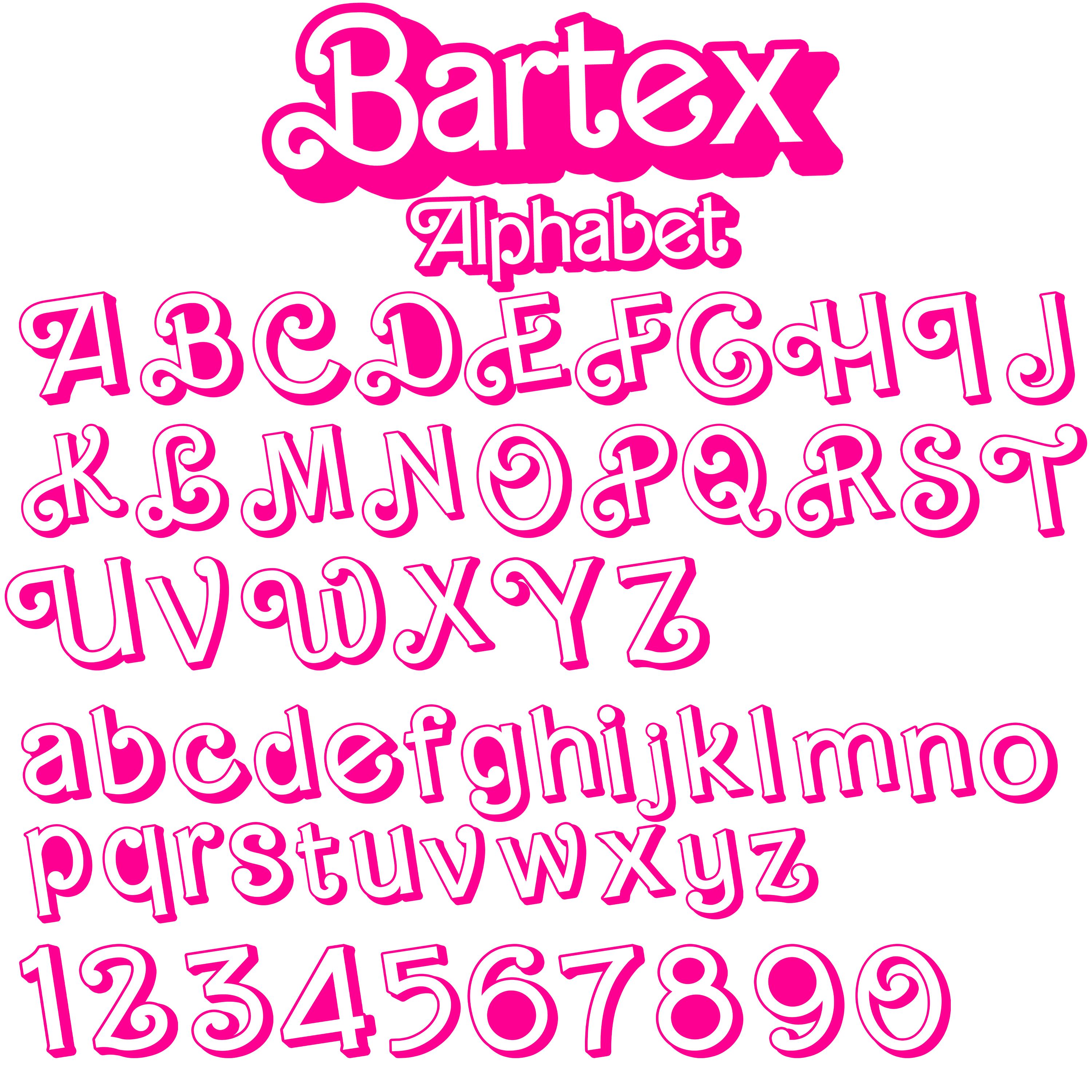 Bartex Font Alphabet Letters PNG - ALL Trend Fonts Instant Download Pink Doll Alphabet Pngs ...