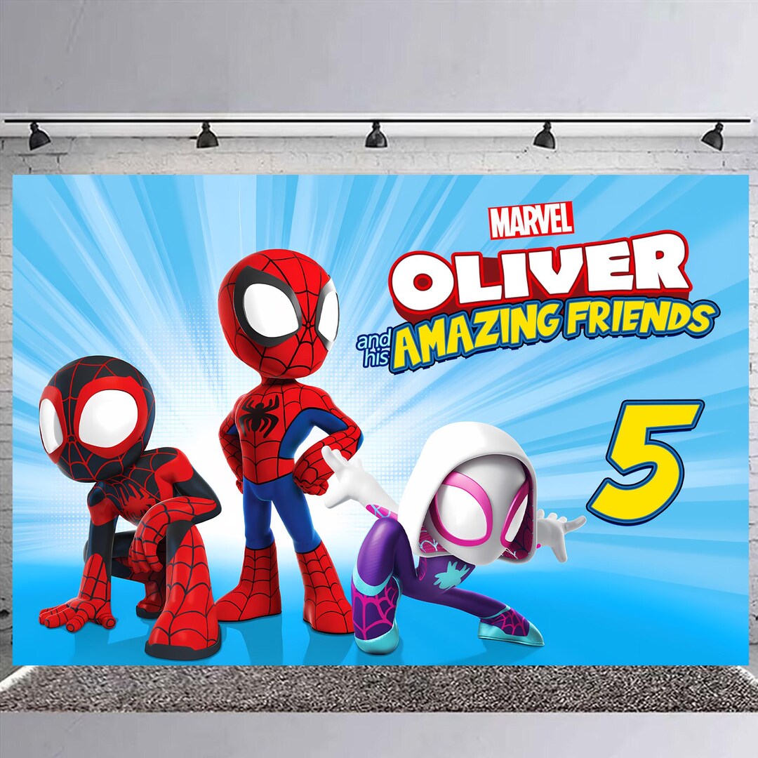 Spidey Birthday Backdrop, Spidey Personalized Birthday Backdrop ...