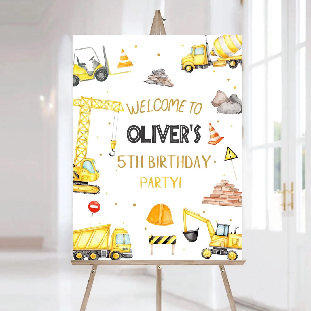 Printable Construction Welcome Sign, Construction Truck Party ...