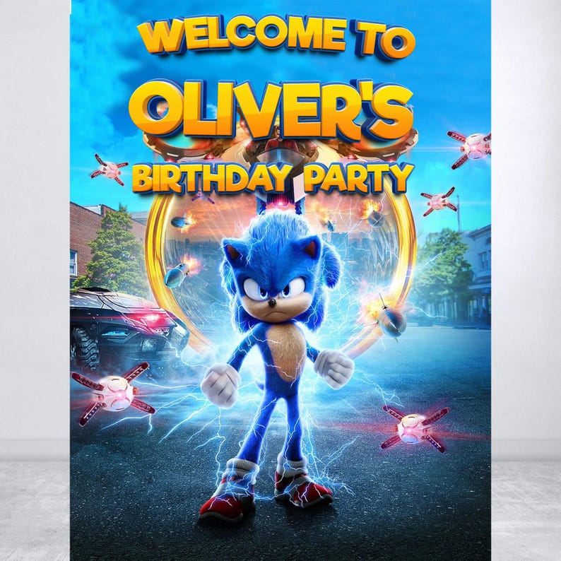 Sonic Birthday Welcome Sign, Sonic Hedgehog Personalized Birthday ...