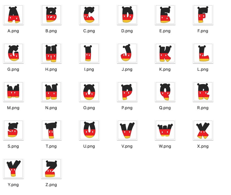 Mickey Mouse Alphabet Pngs - Mickey Mouse Kids Alphabet - Mickey ...