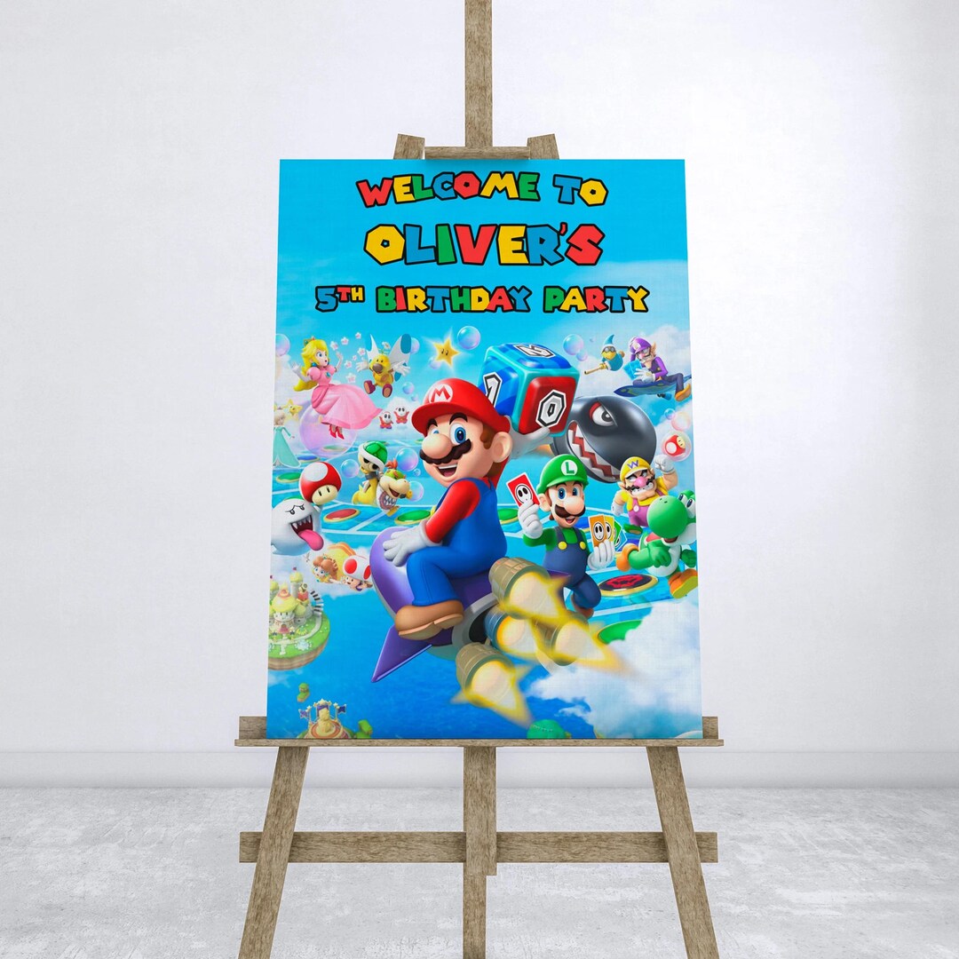 Super Mario Birthday Welcome Sign, Super Mario Personalized Birthday ...