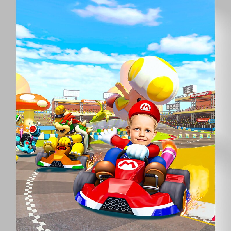 Super Mario Kart Custom Portrait, Get Your Own Portrait From Your Photo ...