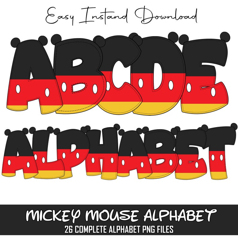 Mickey Mouse Alphabet Pngs - Mickey Mouse Kids Alphabet - Mickey ...