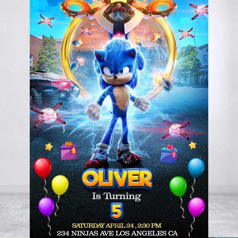 Sonic Birthday Invitation | Hedgehog Party Invitation Template ...