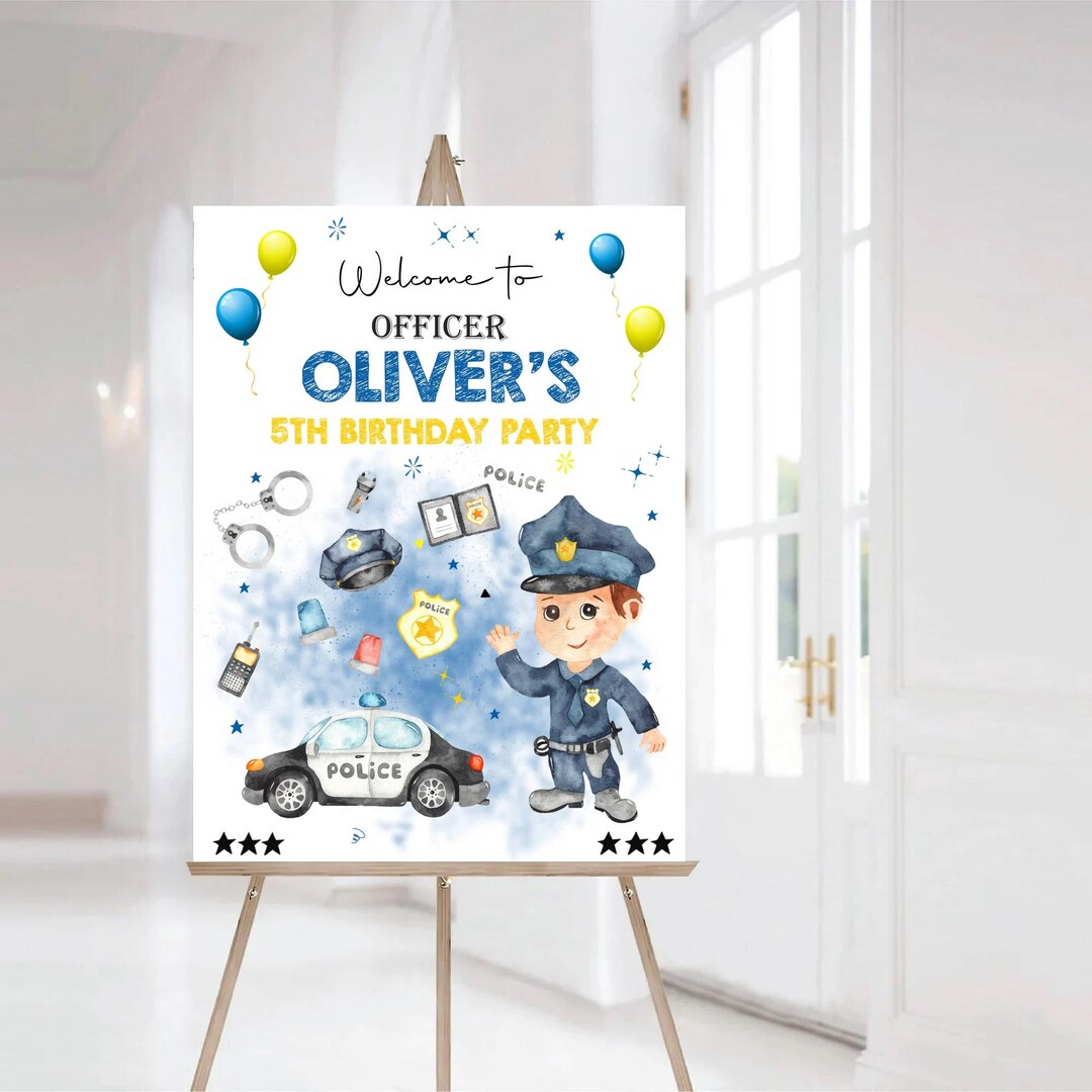 Police Birthday Welcome Sign,police Officer Personalized Birthday ...