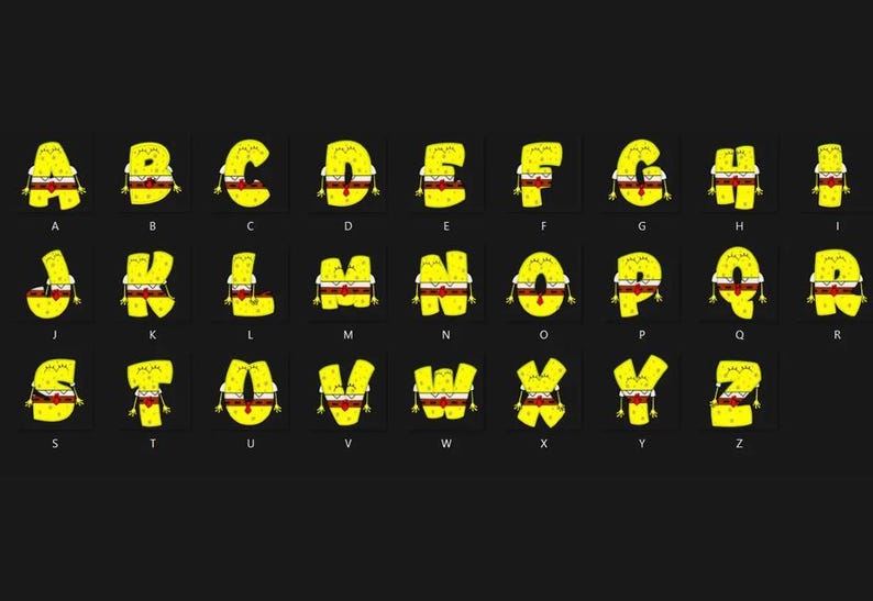 Square Shorts Alphabet PNG Font Bundle, Square Shorts Character Letters ...