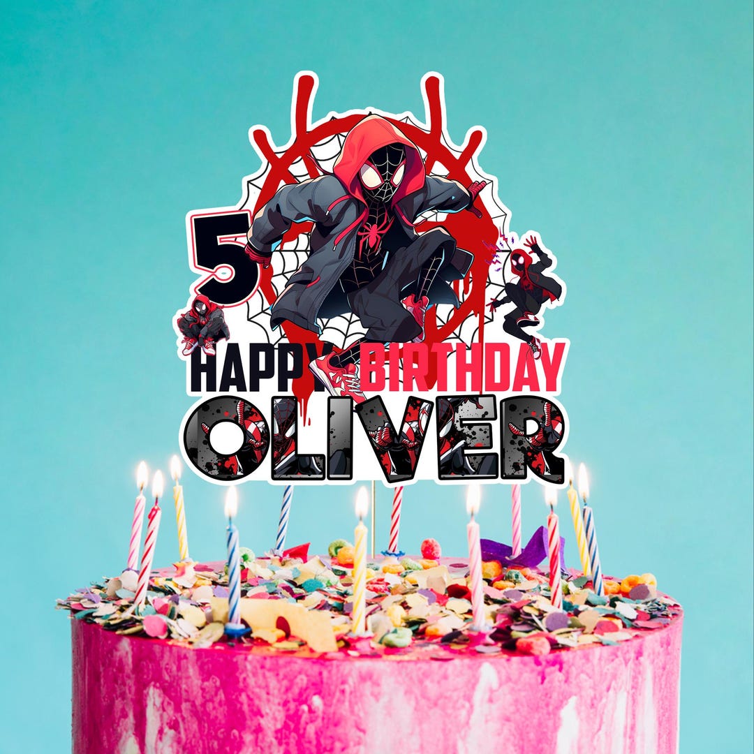 Printable Miles Morales Cake Topper, Miles Morales Birthday Cake Topper ...