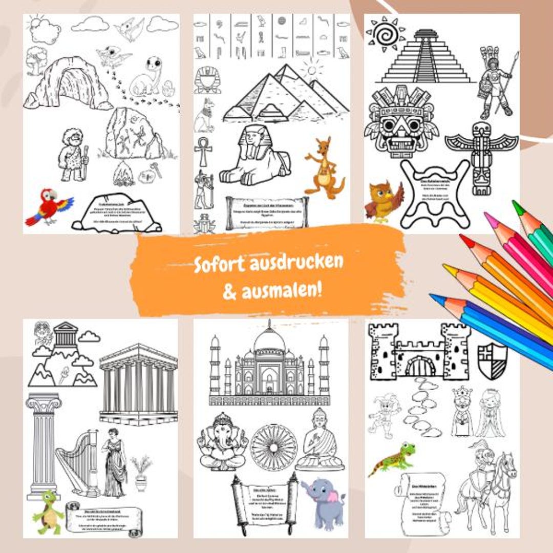 Adventure Time Travel Through History - Coloring Pages for Children ...