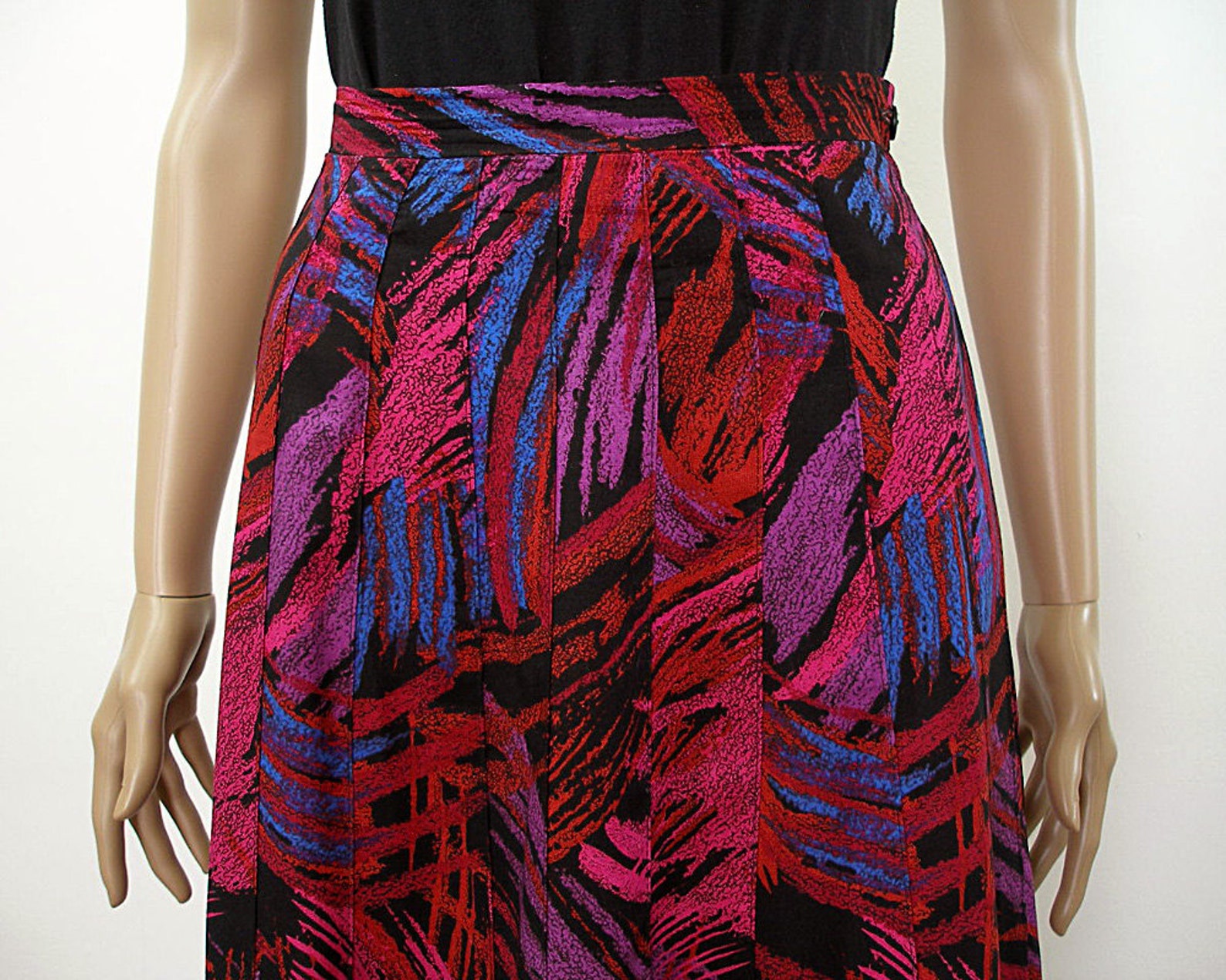 Colorful Unusual Skirt Sewn Down Pleats Flared Vintage 1970s | Etsy