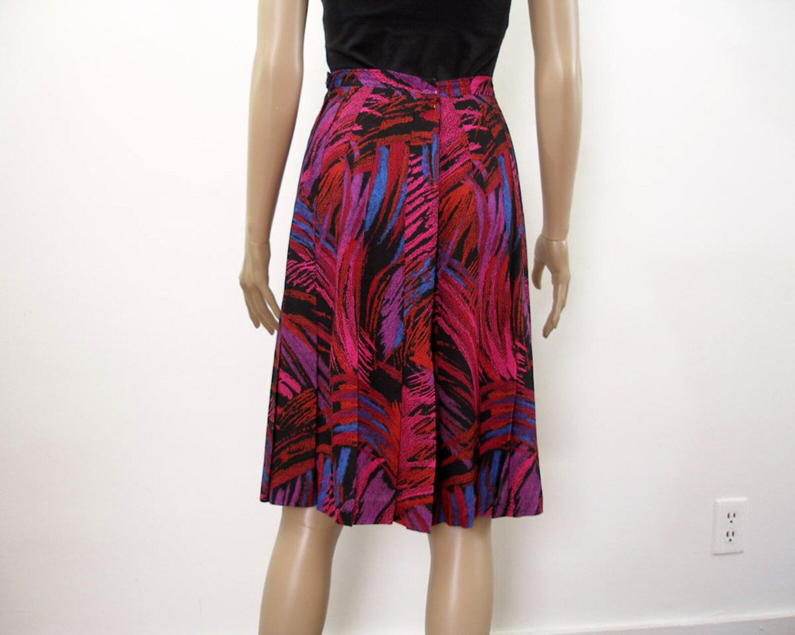 Colorful Unusual Skirt Sewn Down Pleats Flared Vintage 1970s | Etsy