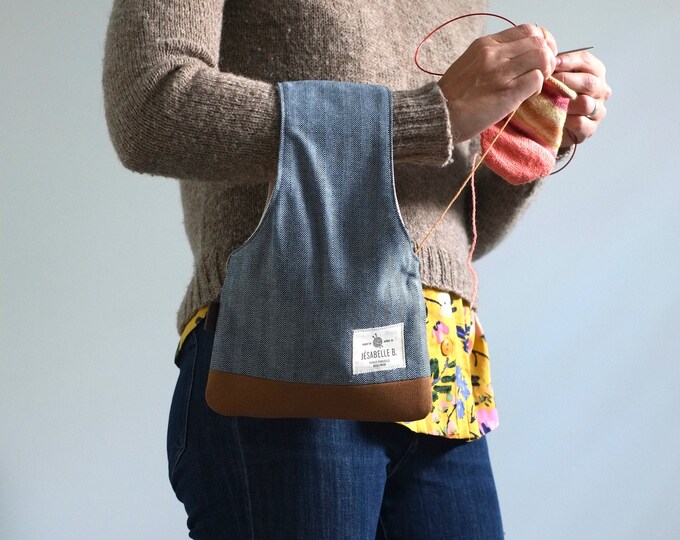 Small Knitting Bag With Chevron, Knitting Pouch, Crochet Bag, Knitting ...