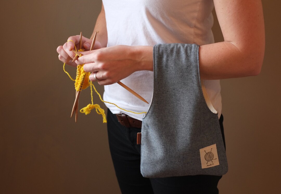 Knitting Bag, Gray Small Project Bag, Travel Bag for Knitting, Pouch ...