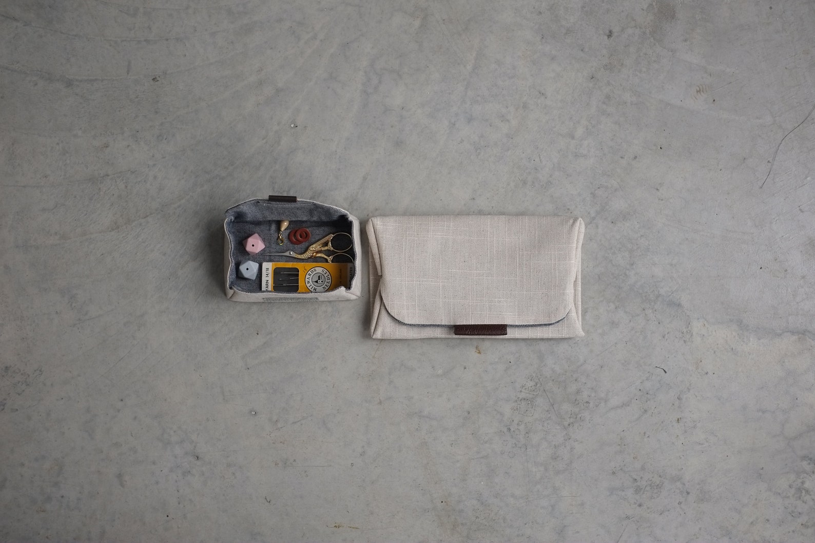 Beige Linen Notions Case, Scissor Case, Accessory Case, Small or Big ...