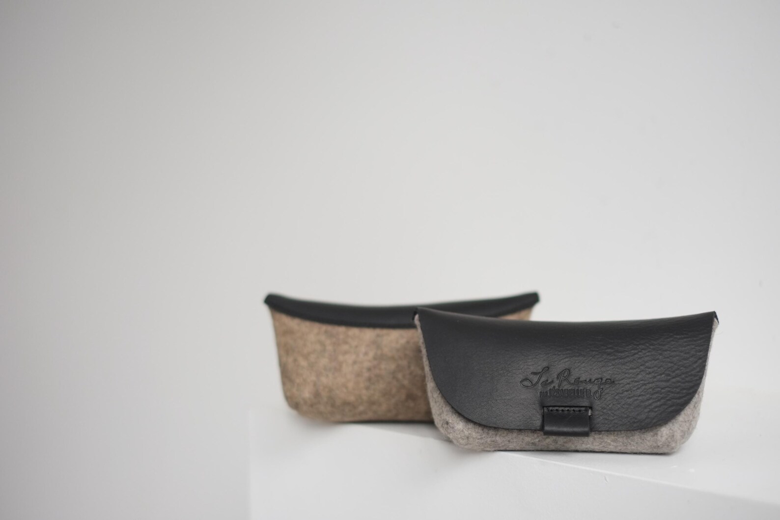 Leather and Felt Half-moon Accessory Case, Notion Pouch - Etsy