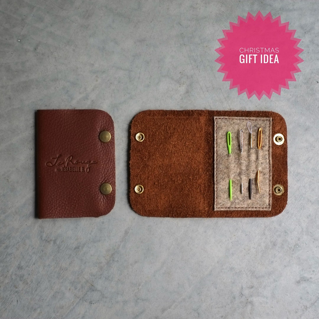 Leather Needle Book,brown Leather Booklet for Tapestry Needles, Felt ...