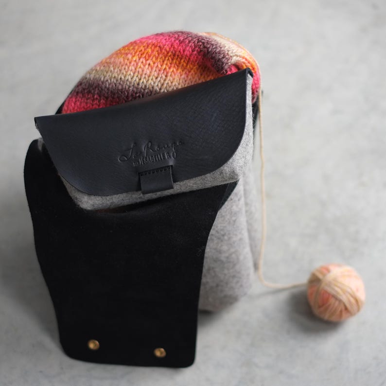 Leather and Felt Half-moon Accessory Case, Notion Pouch - Etsy