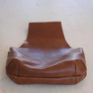 Leather Knitting Bag, Brown Leather Medium Knitting Wristlet, on the Go ...