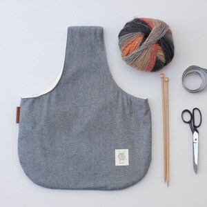 Large Project Bag, Gray Knitting Bag, Knitting Wristlet, Bag for ...