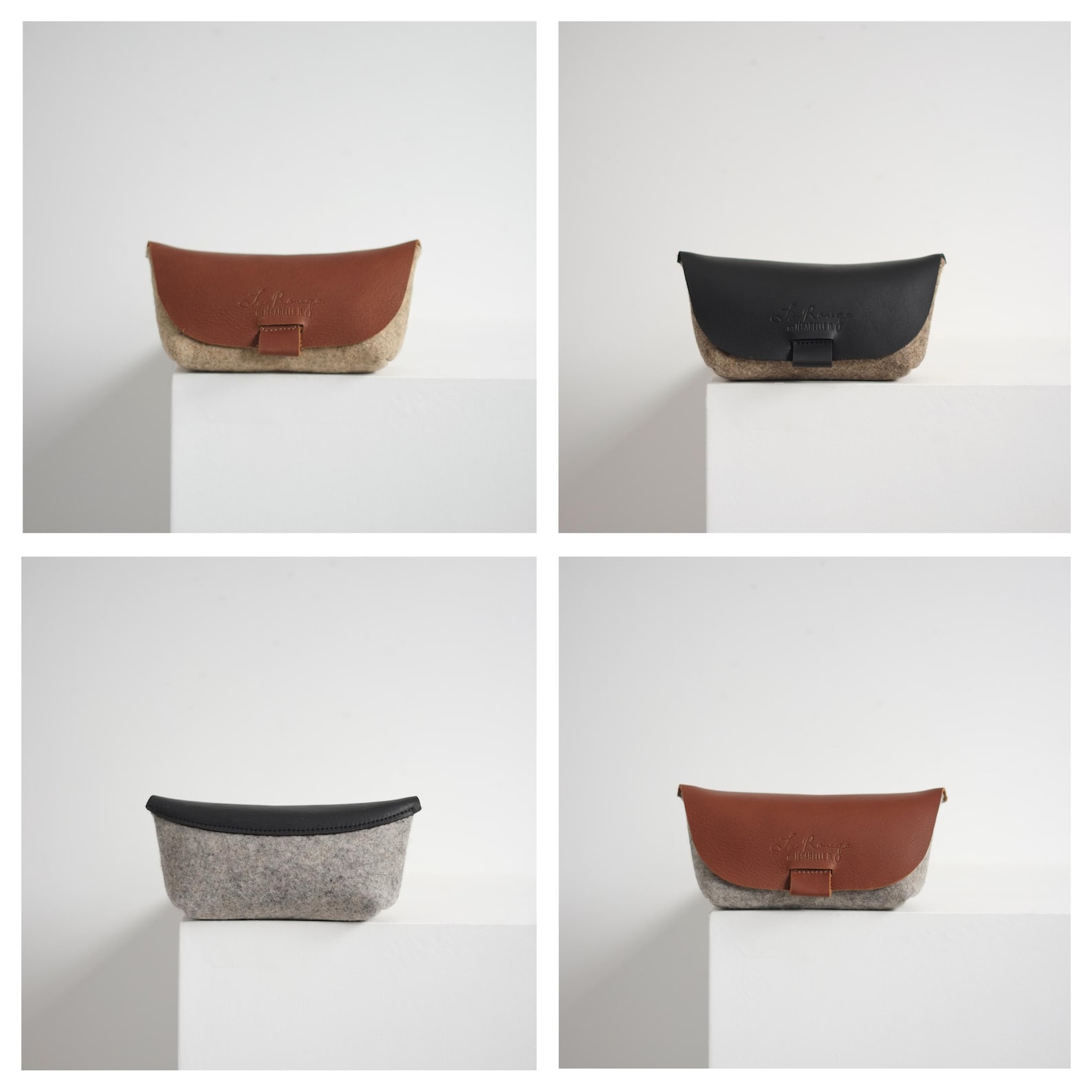 Leather and Felt Half-moon Accessory Case, Notion Pouch - Etsy
