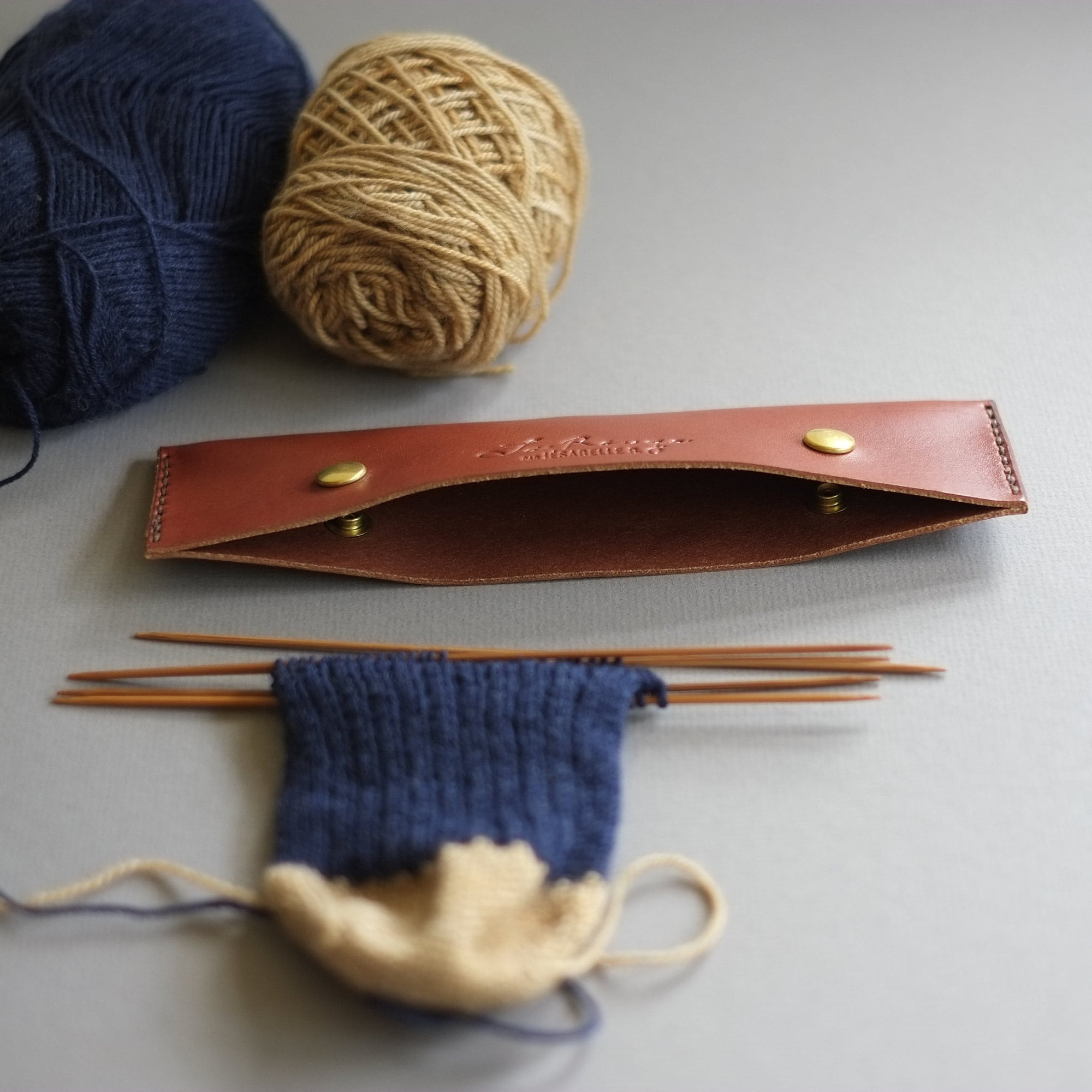 Leather DPN Cozy Brown Leather Needle Case Knitting Needle - Etsy