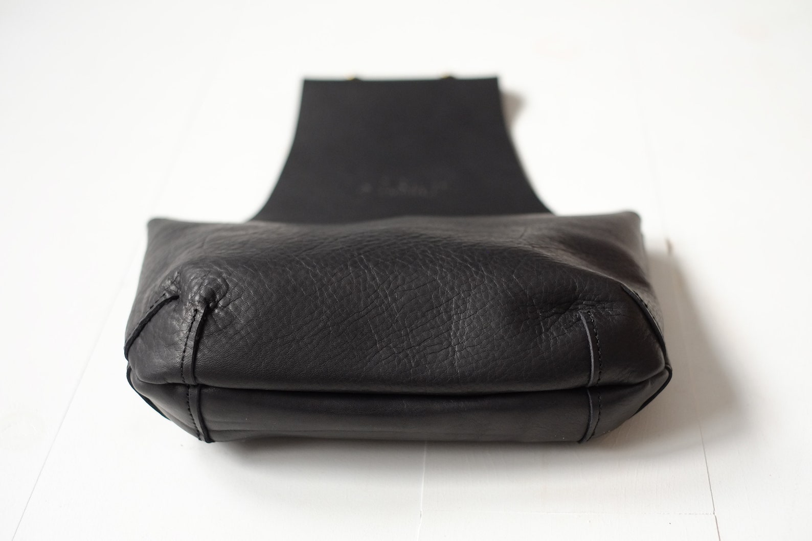Black Leather Knitting Bag, Medium Leather Knitting Wristlet in Black ...