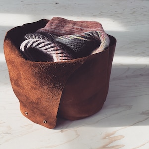 Leather Knitting Project Bag, Leather Knitting Bag, Leather Yarn Tote ...