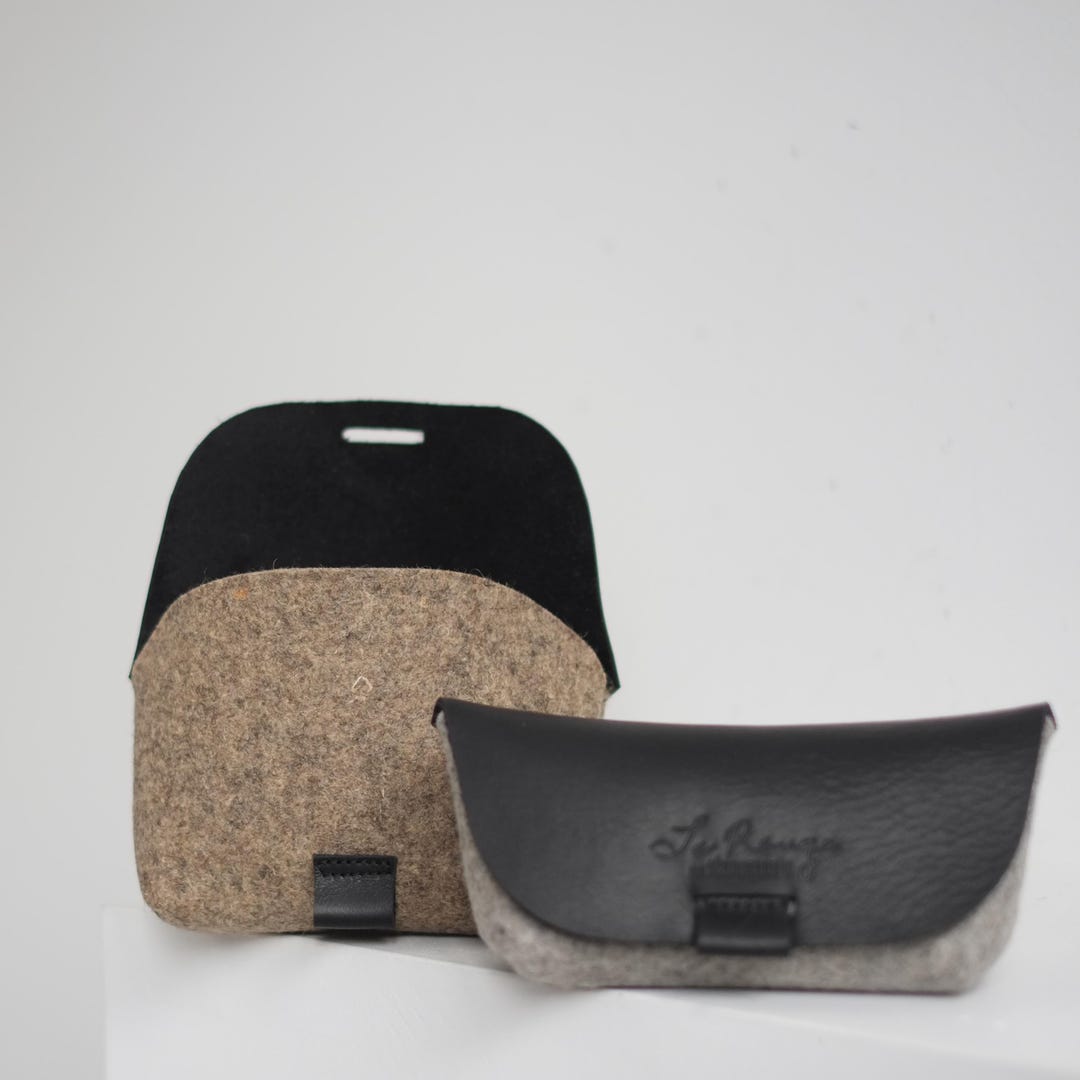 Leather and Felt Half-moon Accessory Case, Notion Pouch - Etsy