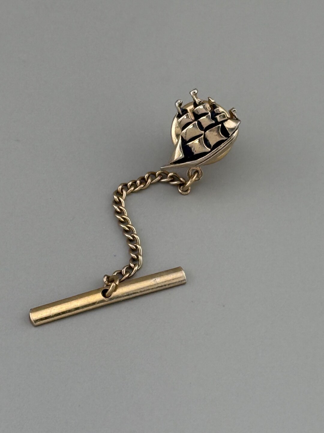 Vintage Swank Clipper Ship Tie Tack | Nautical Gold-tone Tie Pin With ...