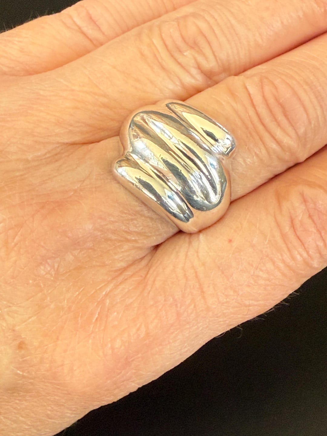 Sterling Silver 825 SU Philippines Puffy Swirl Modernist Ring Size 8 - Etsy