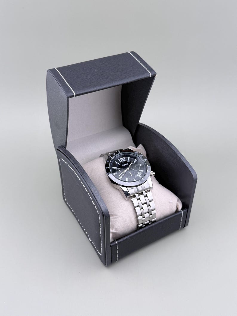 Stauer Chronograph Tachymeter Men’s Watch Quartz 42.8mm Black Dial - Etsy