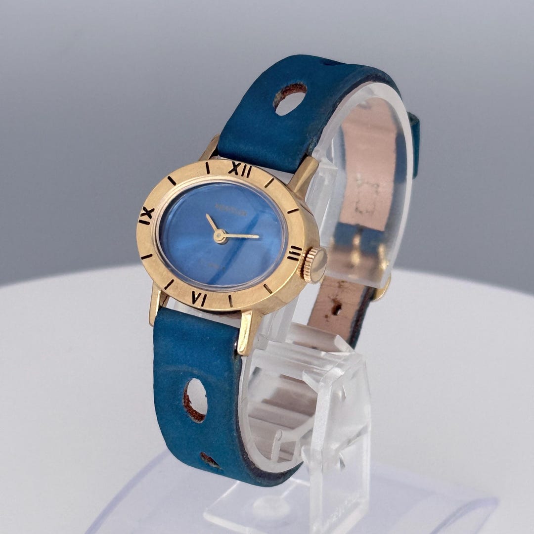 Vintage Westclox Mechanical Watch | Blue Radial Satin Sunburst Dial ...