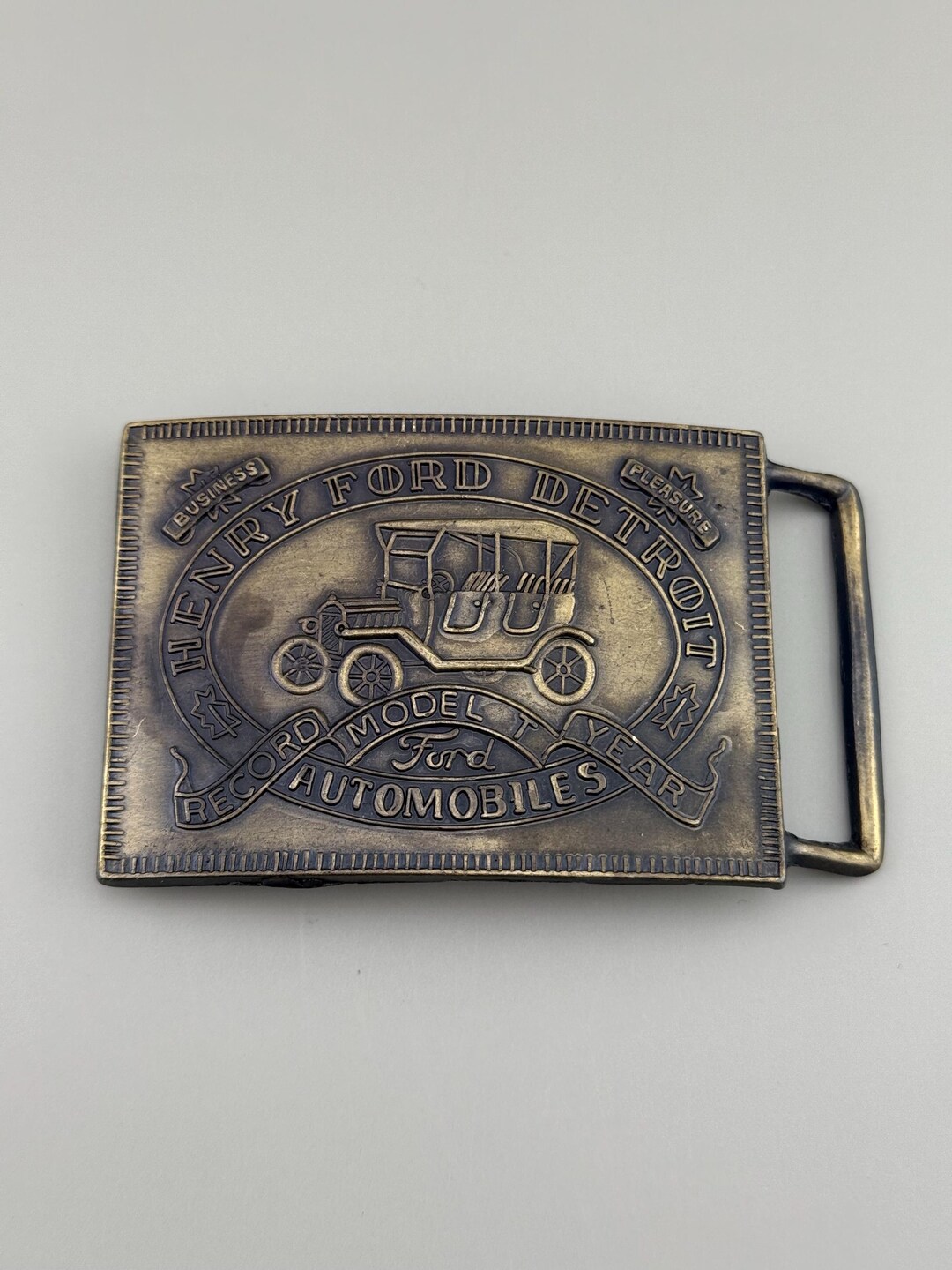 Vintage Brass Henry Ford Detroit Model T Belt Buckle 3.75” 64g ...