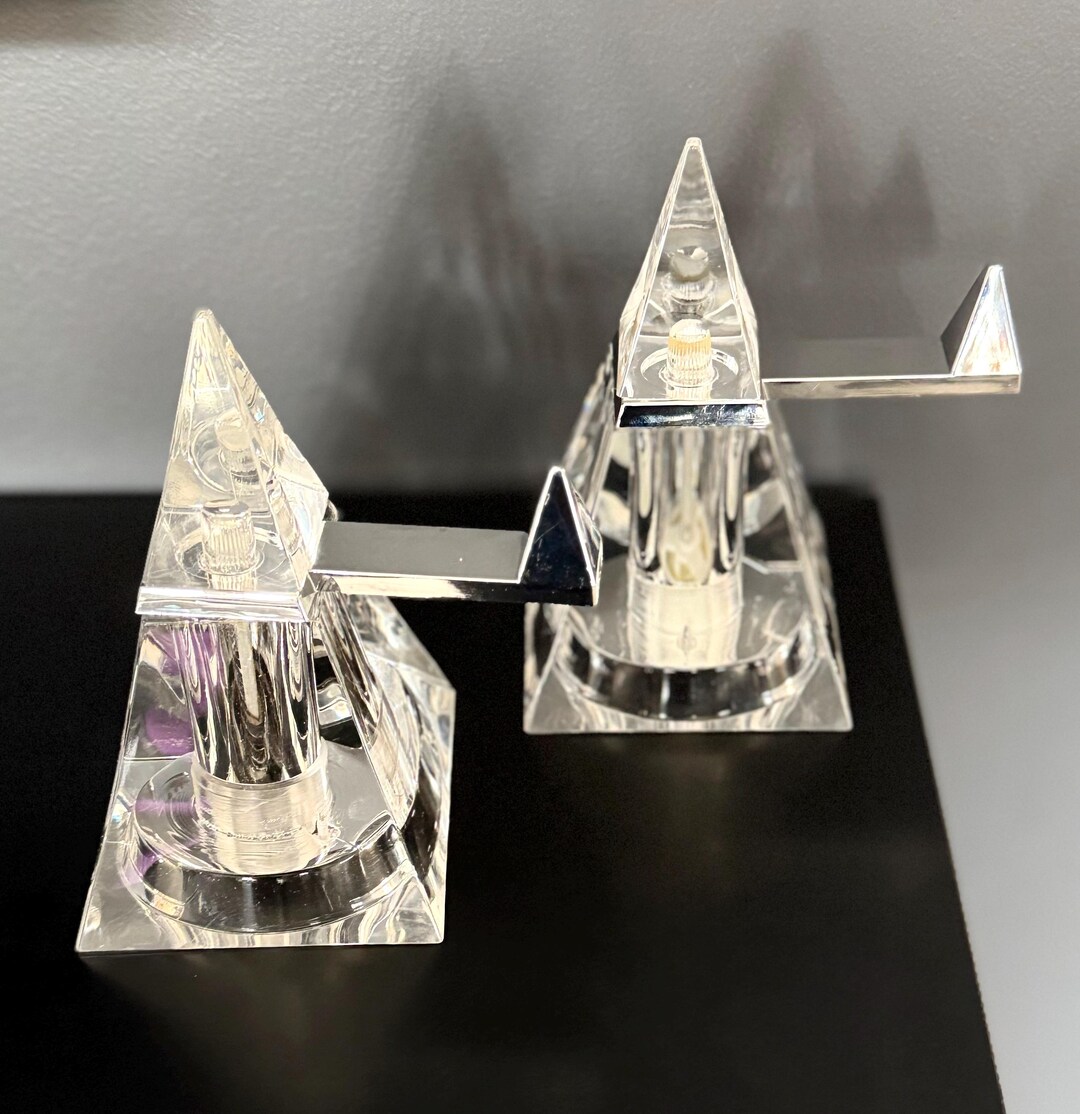 Art Deco MCM Pyramid Clear Acrylic Lucite Salt and Pepper Mill Grinder ...