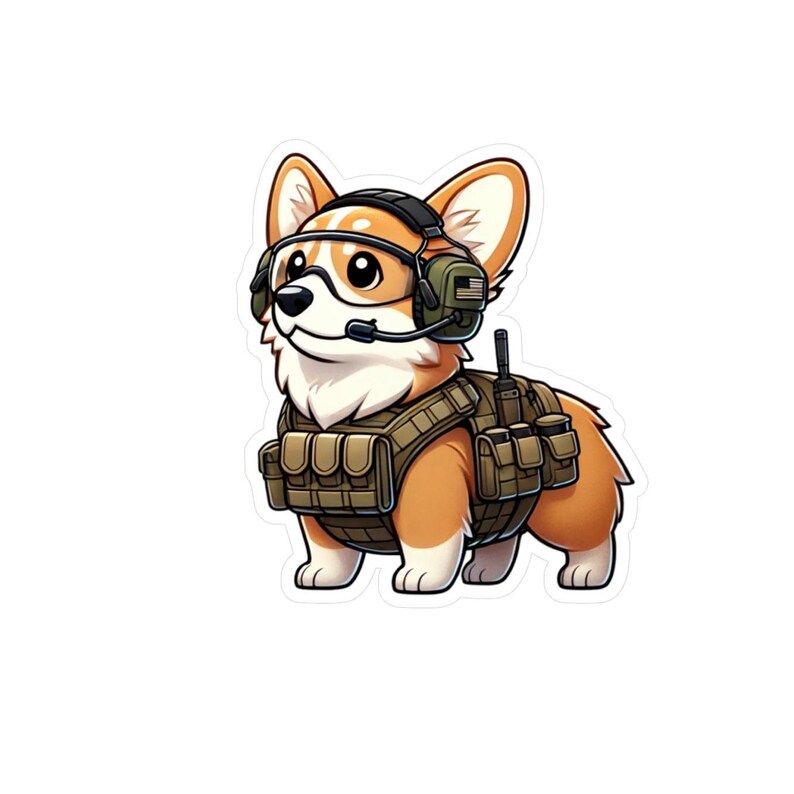 Cute Tactical Corgi Vinyl Decals, Stylish Pet Stickers for Dog Lovers ...