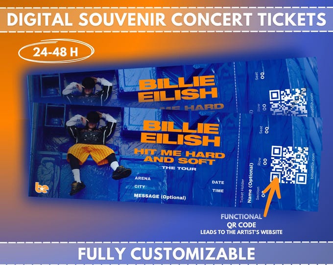 Personalised Orange & Blue Concert Ticket | Souvenir Ticket | Faux ...