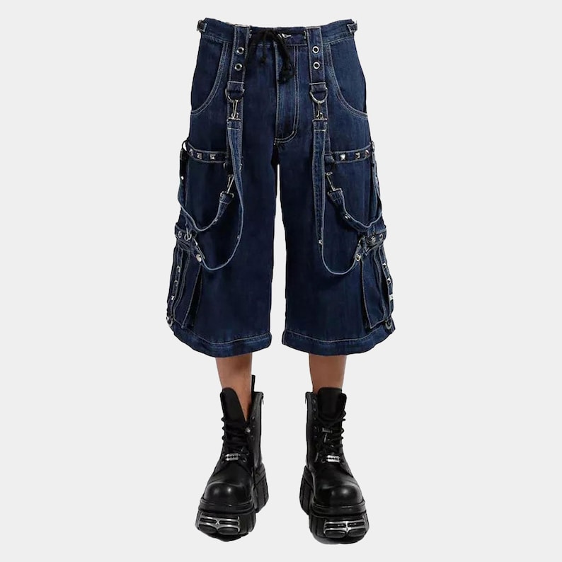 Denim Strap Pant Indigo Wide Legs With Straps Cargo Trousers Tripp Pant ...