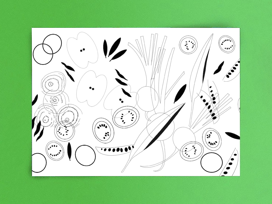 Food Coloring Page for Kids and Adults Printable Sheet DIY Food ...