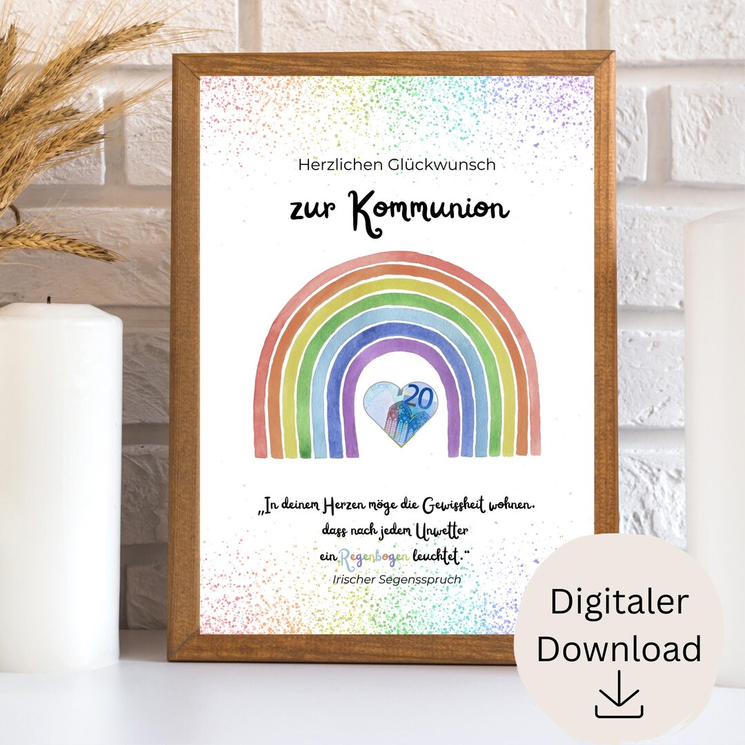 Communion | Cash Gift | Rainbow | Child | Memory | Poster | for Boys ...