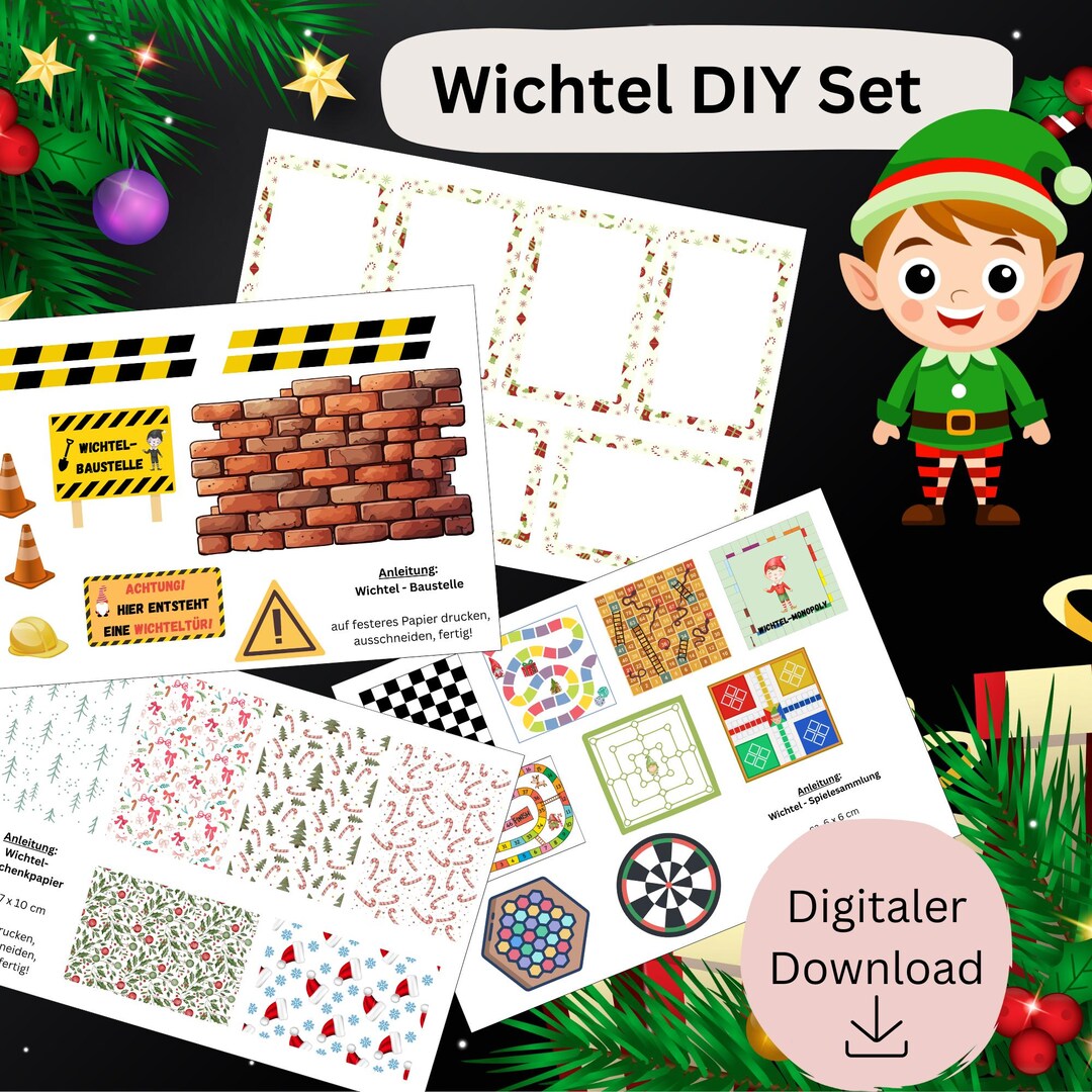 Gnome Door DIY Set | Gnome Construction Site | Gnome Gift Wrap | Gnome ...