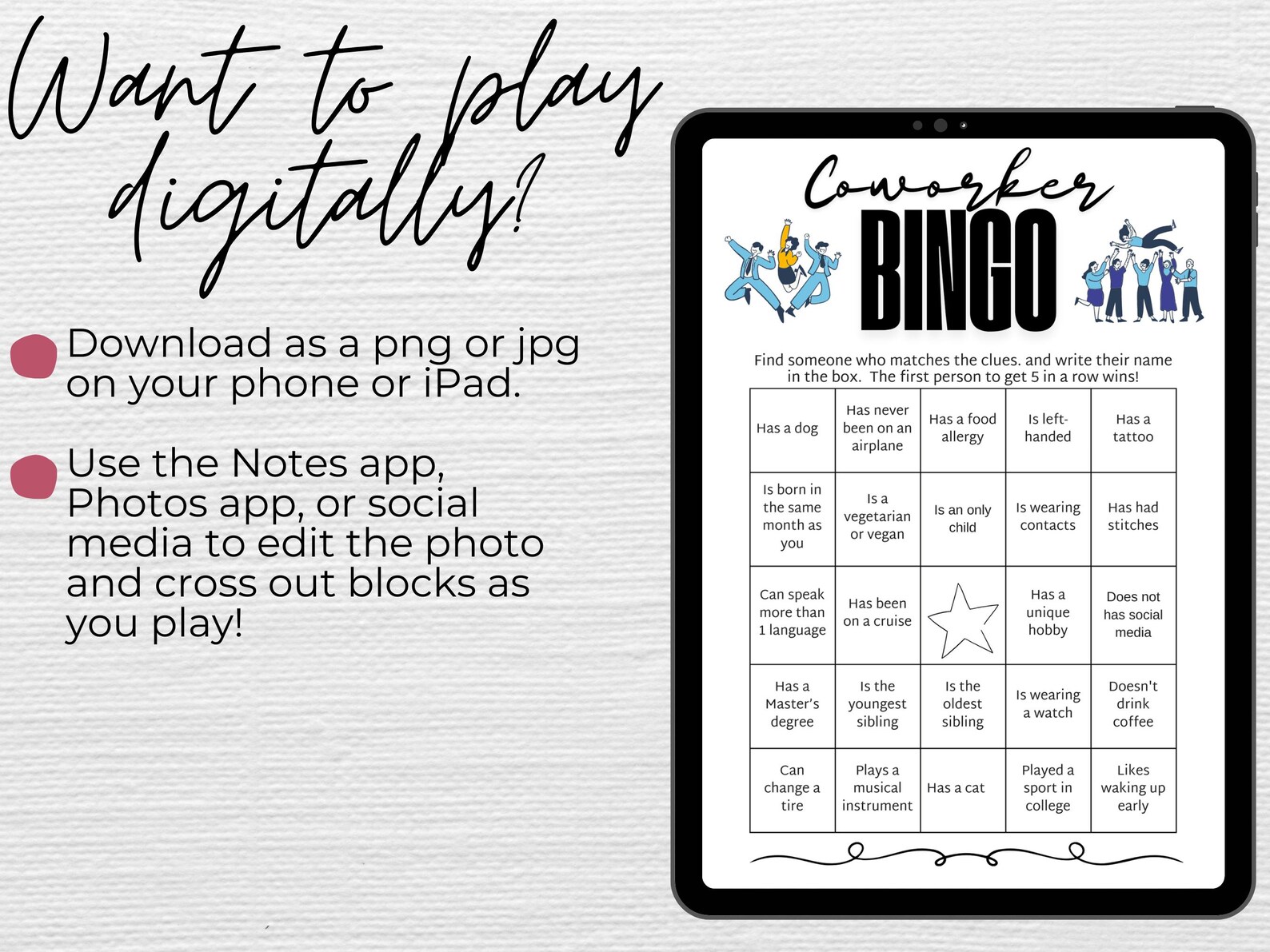 Coworker Bingo, Find Someone Who, Find the Guest Bingo, Mingle Bingo ...
