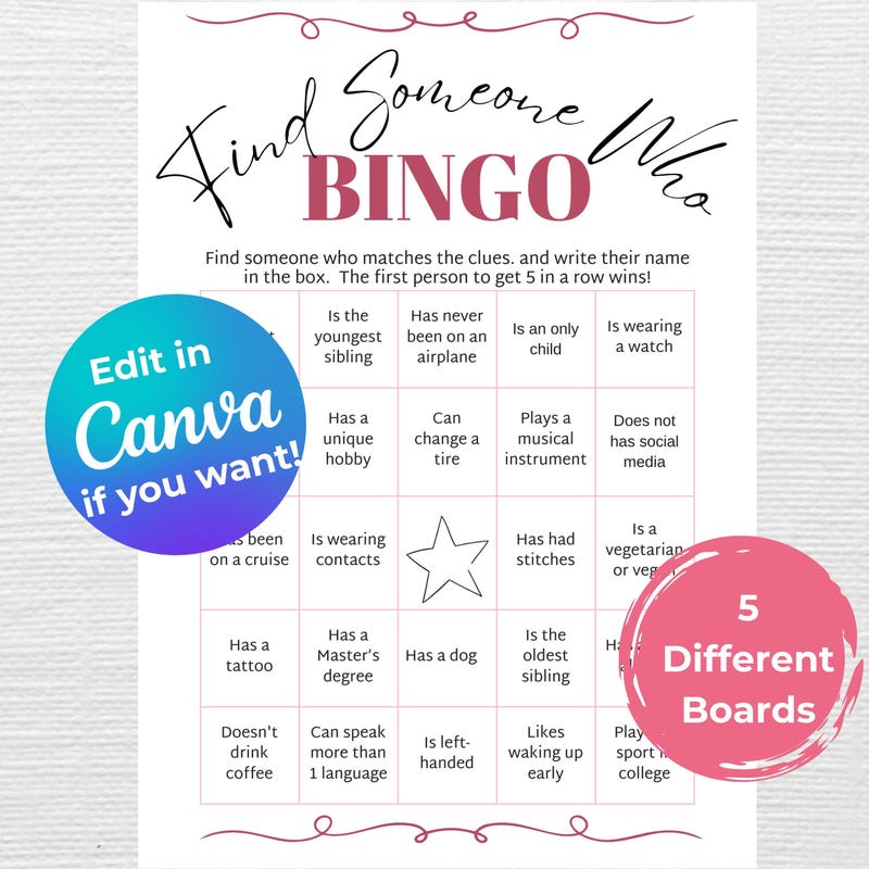 Find Someone Who Game - Etsy