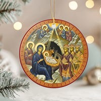 Orthodox Cross Christmas Wreath Ceramic Ornament: Religious Holiday ...