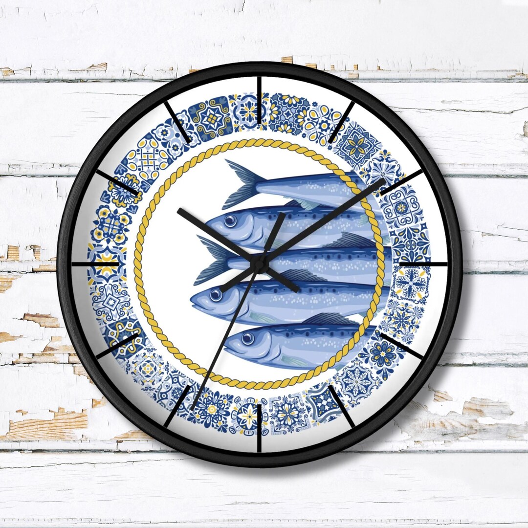 Portuguese Sardines Wall Clock With Blue Azulejos - Etsy