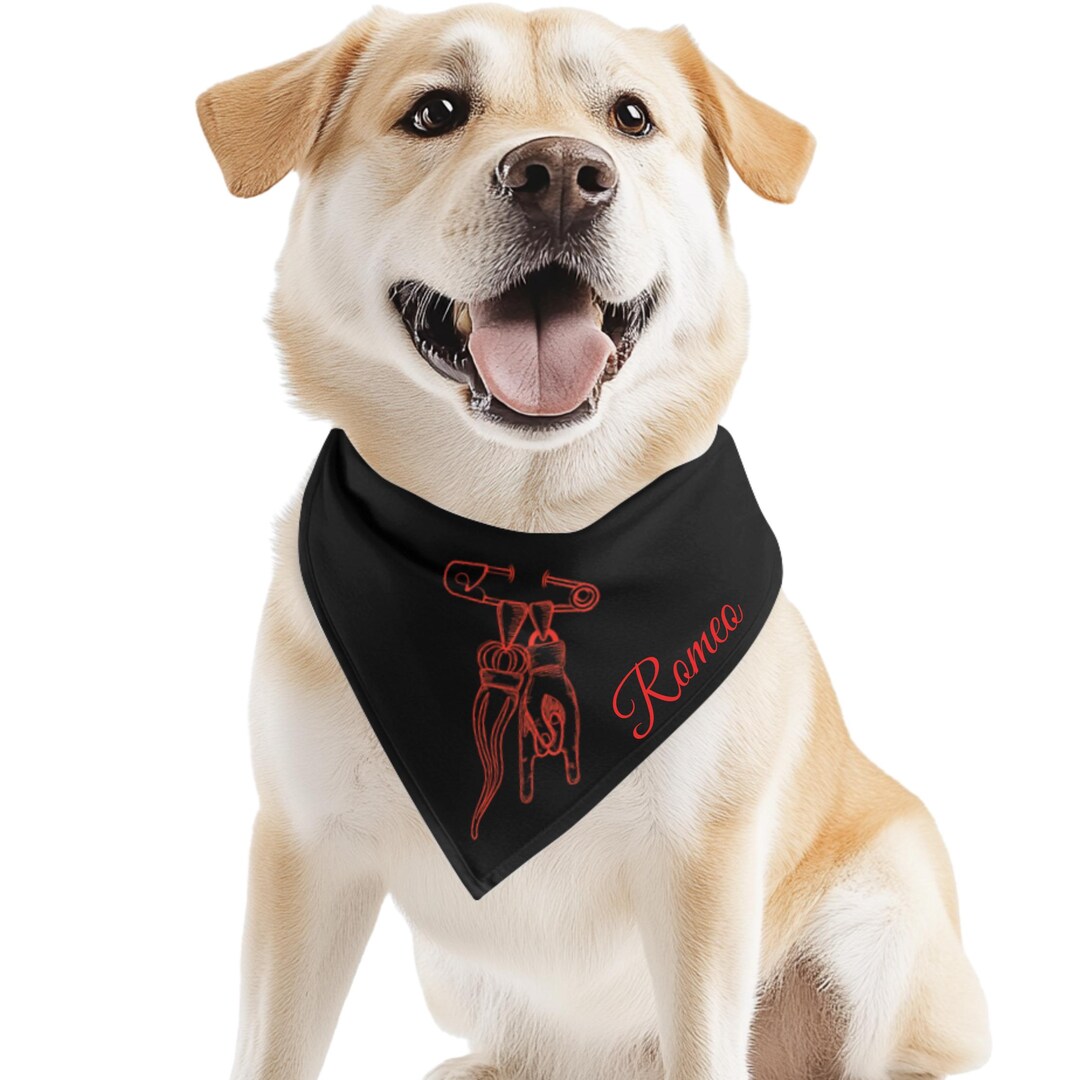 Italian Horn Pet Bandana, Personalized Red Cornicello Mano Cornuto Dog ...